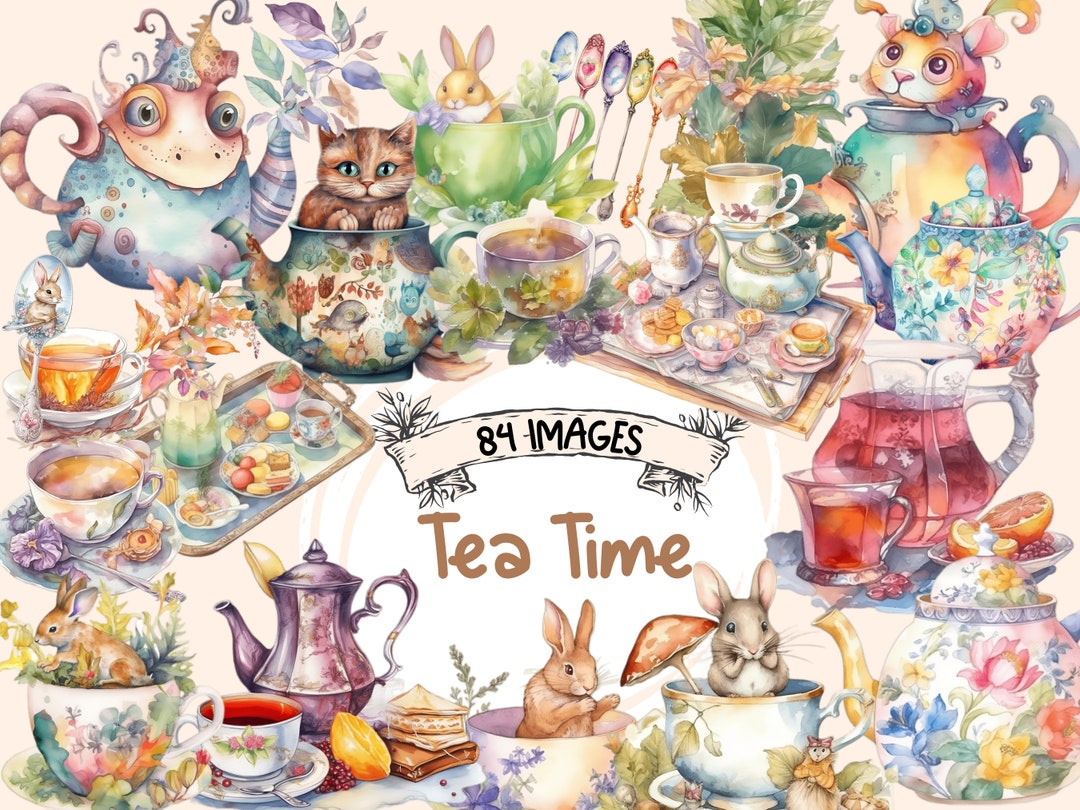 Tea Time Watercolor Clipart Bundle - 84 Magical Enchanting ...