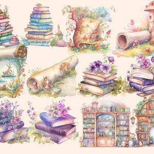 Fairytale Books Watercolor Clipart Bundle - 67 Magical Enchanting ...