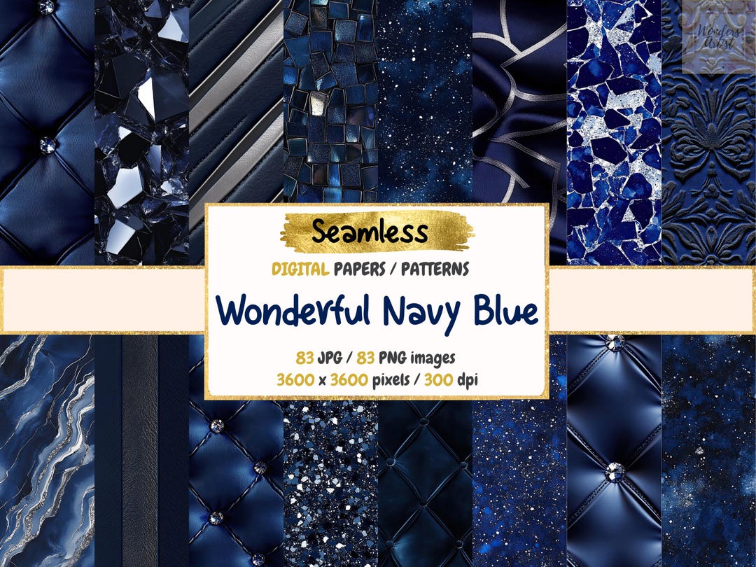 Navy Blue Seamless Digital Paper: Elegant Textures (commercial Use) - Etsy