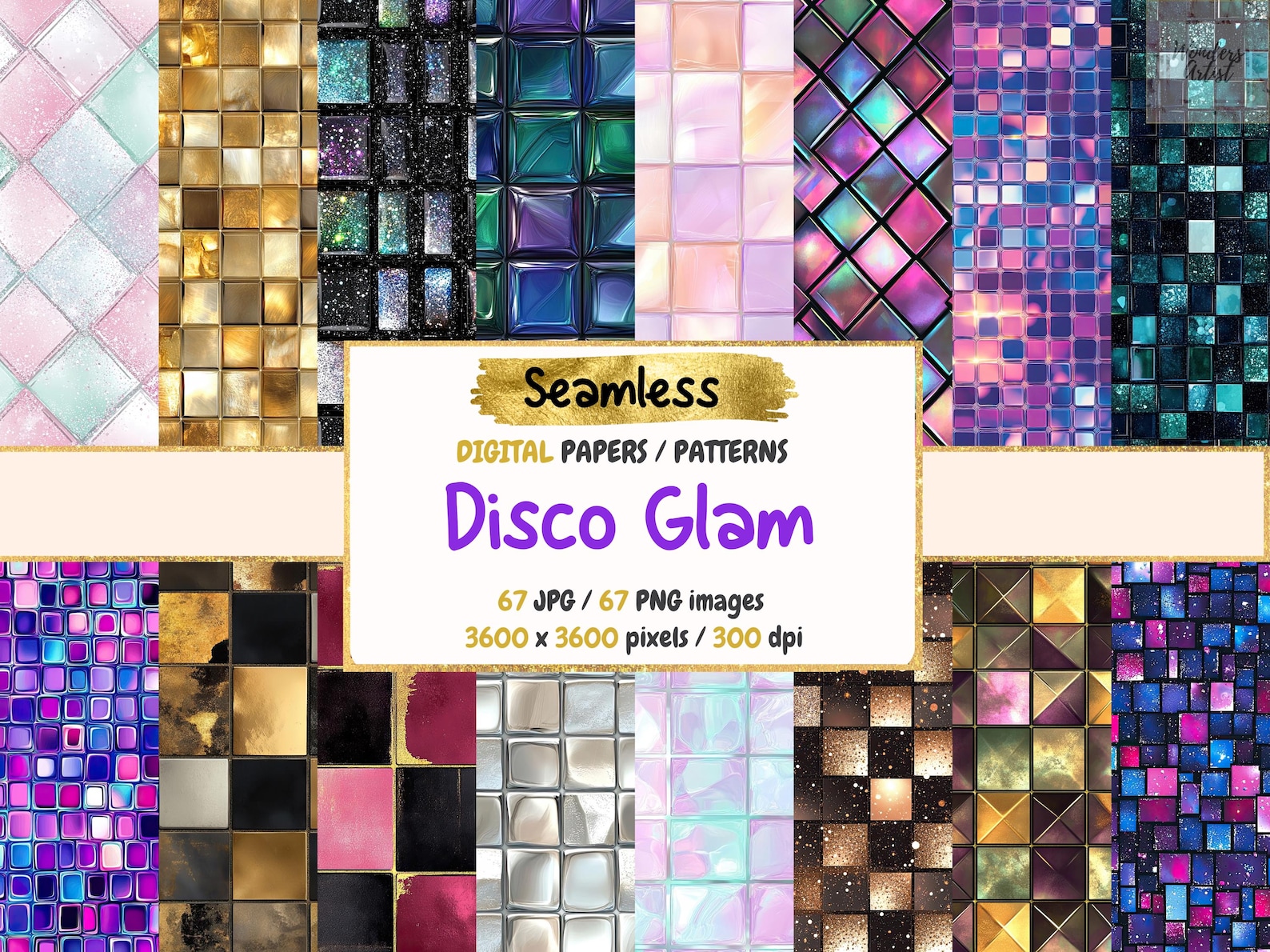 Disco Glam Digital Paper: Retro Sparkling Textures (instant Download ...