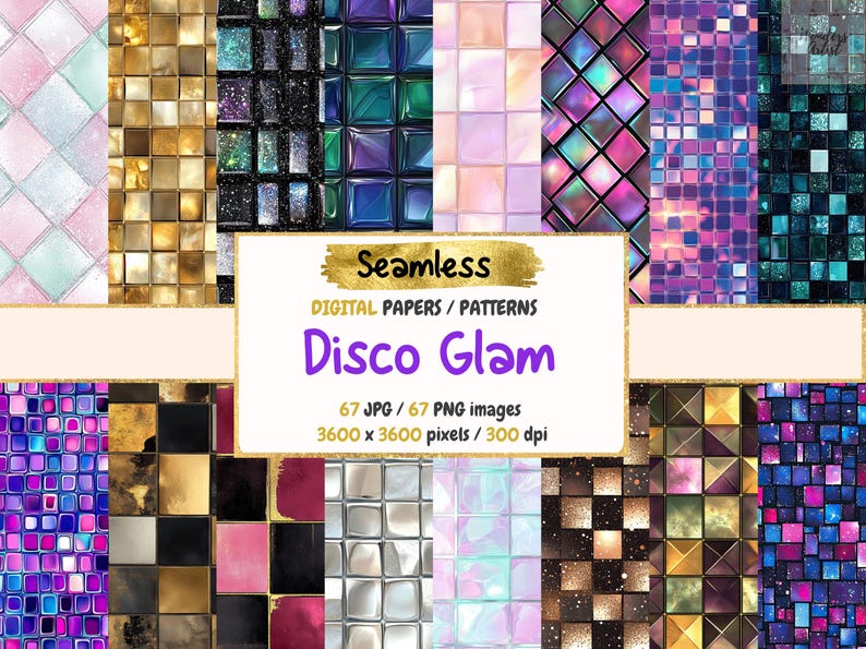 Disco Glam Digital Paper: Retro Sparkling Textures (instant Download ...
