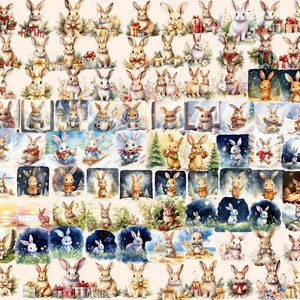 Watercolor Bunnies Clipart Bundle – 894 PNG Images, Commercial Use ...