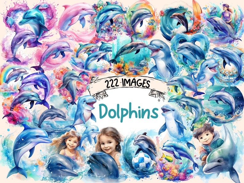 Dolphin Watercolor Clipart Bundle: 222 PNG Images (digital Download) - Etsy