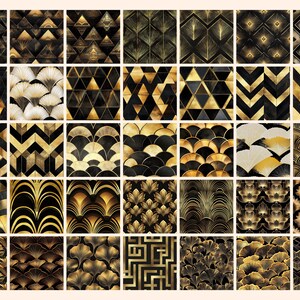 Art Deco Seamless Digital Paper - Glamorous Geometric Textures, Vintage ...