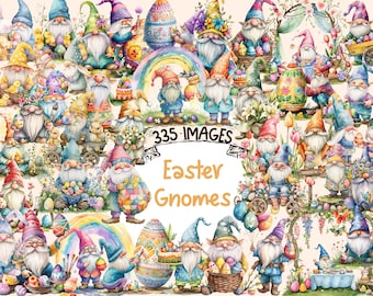 Easter Gnomes Watercolor Clipart Bundle: 355 PNG Images (digital ...