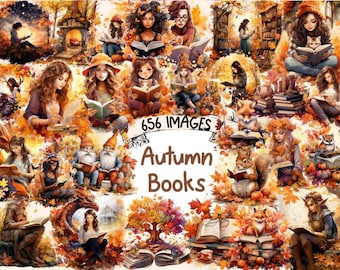 Bookworms Watercolor Clipart Bundle - 85 Magical Enchanting Book ...