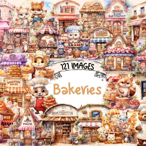 Watercolor Bakery Clipart - Etsy