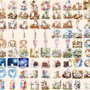 Milk Watercolor Clipart Bundle - 279 PNG Dairy Product Images, Milk ...