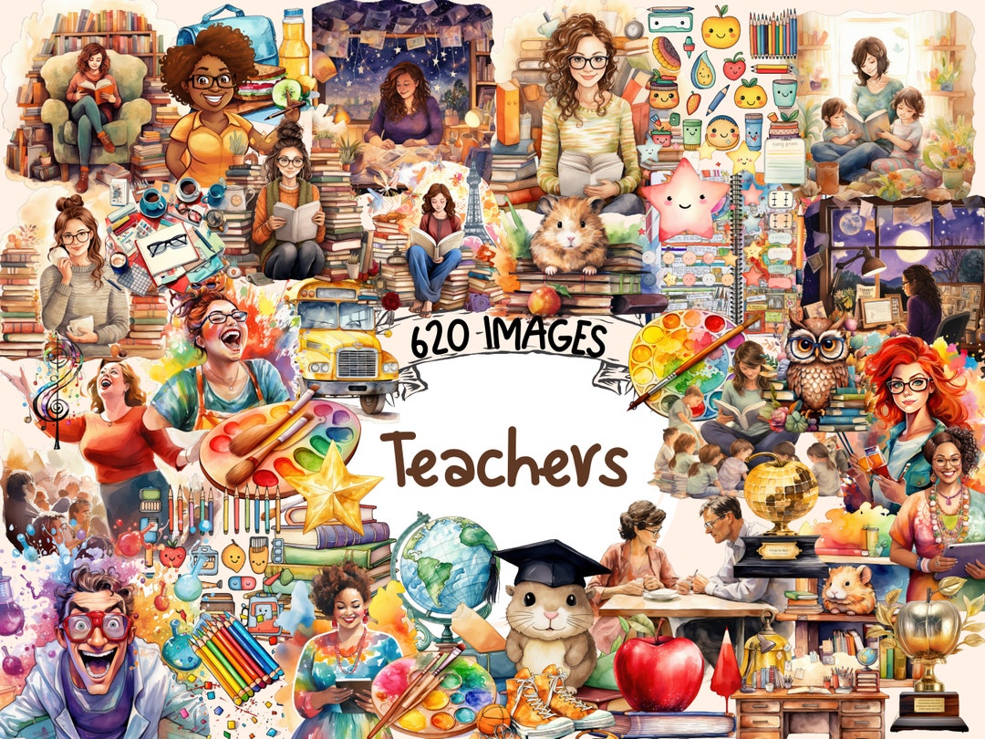 Teachers Watercolor Clipart Bundle 620 PNG Educator Images - Etsy Portugal