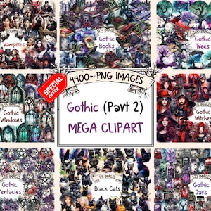Gothic Mega Clipart Bundle (P2) - 4400+ PNG Dark Mystical Images, Eerie ...