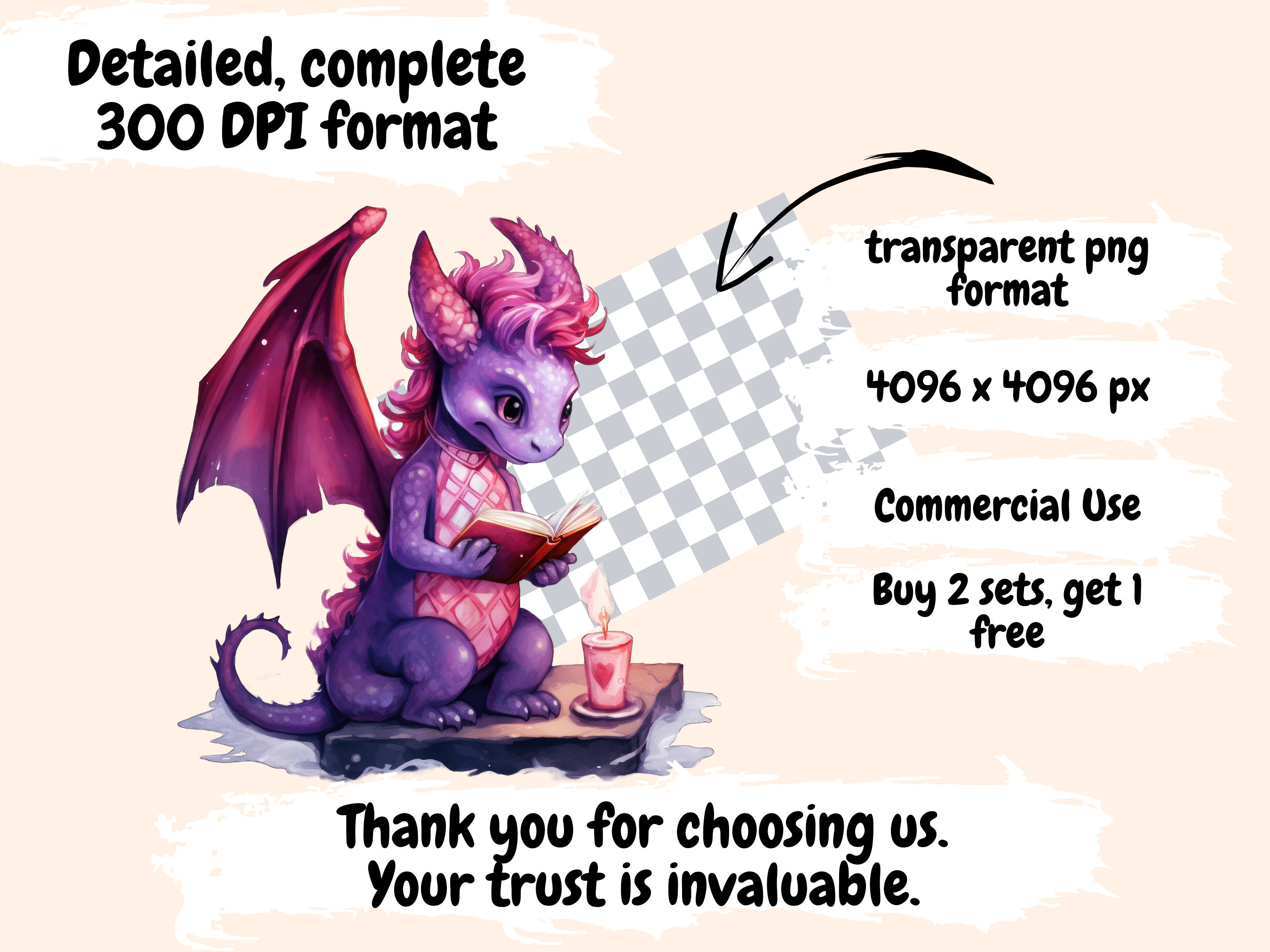Romantic Dragons Watercolor Clipart Bundle: Valentine's Day PNG ...