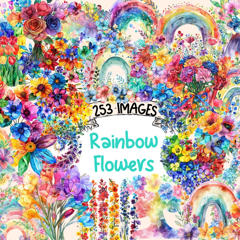 Rainbow Flowers - Etsy