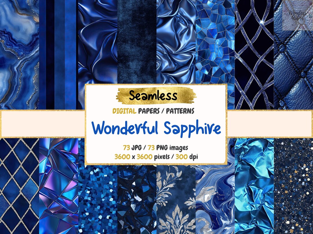 Sapphire Blue Digital Paper: Seamless Textures, Elegant Backgrounds ...