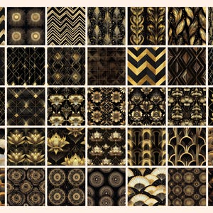 Art Deco Seamless Digital Paper - Glamorous Geometric Textures, Vintage ...