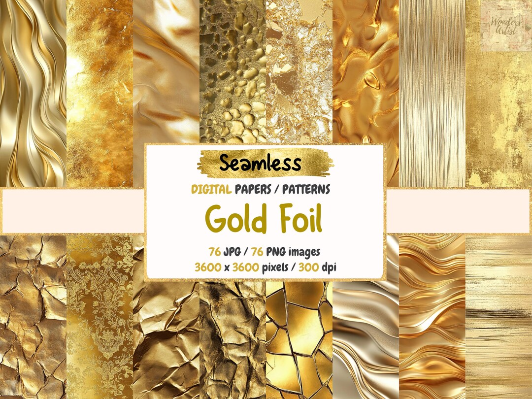 Gold Foil Digital Paper: Luxe Metallic Textures (instant Download) - Etsy