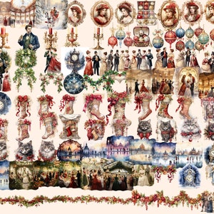 Victorian Christmas Watercolor Clipart Bundle: 643 Holiday PNG Images ...