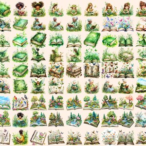 Spring Books Watercolor Clipart Bundle: 320 PNG Images (digital ...