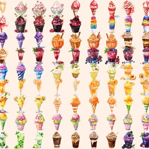 Snow Cones Watercolor Clipart Bundle - 530 PNG Chilled Snow Cone Images ...