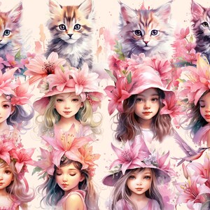 Pink Lilies Watercolor Clipart Bundle - 101 PNG Lily Flower Images ...