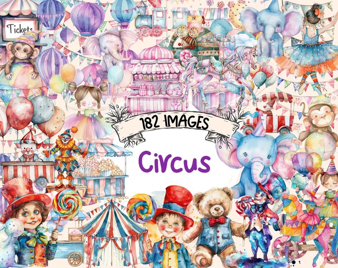 Vintage Circus Clipart MEGA BUNDLE | Current Sets 1-4 Combined Into One ...