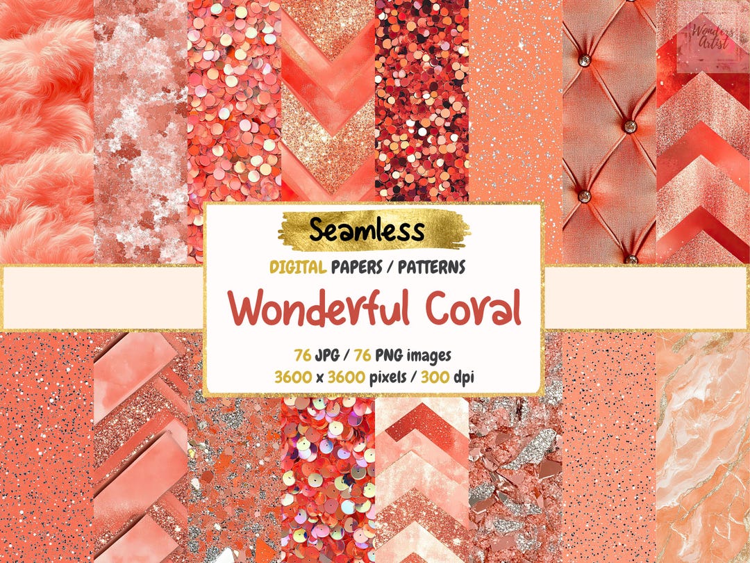 Coral Digital Paper: Seamless Textures, Elegant Backgrounds (commercial ...