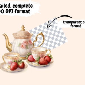 Strawberry Tea Watercolor Clipart Bundle - 123 PNG Cute Teacup Images ...