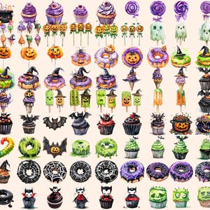Halloween Sweets Watercolor Clipart Bundle: 144 Spooky Treat Graphics ...