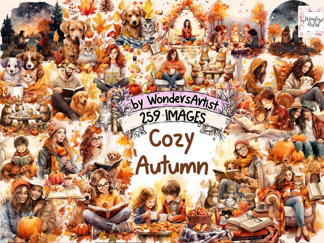 Cozy Autumn Clipart Bundle: Watercolor Fall Images (digital Download ...
