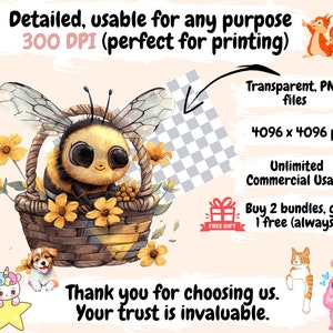 Cute Honey Bees Watercolor Clipart Bundle - 301 Adorable Bee Images ...