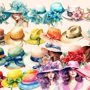 Hats Watercolor Clipart Bundle - 181 PNG Hat Images, Fashionable ...