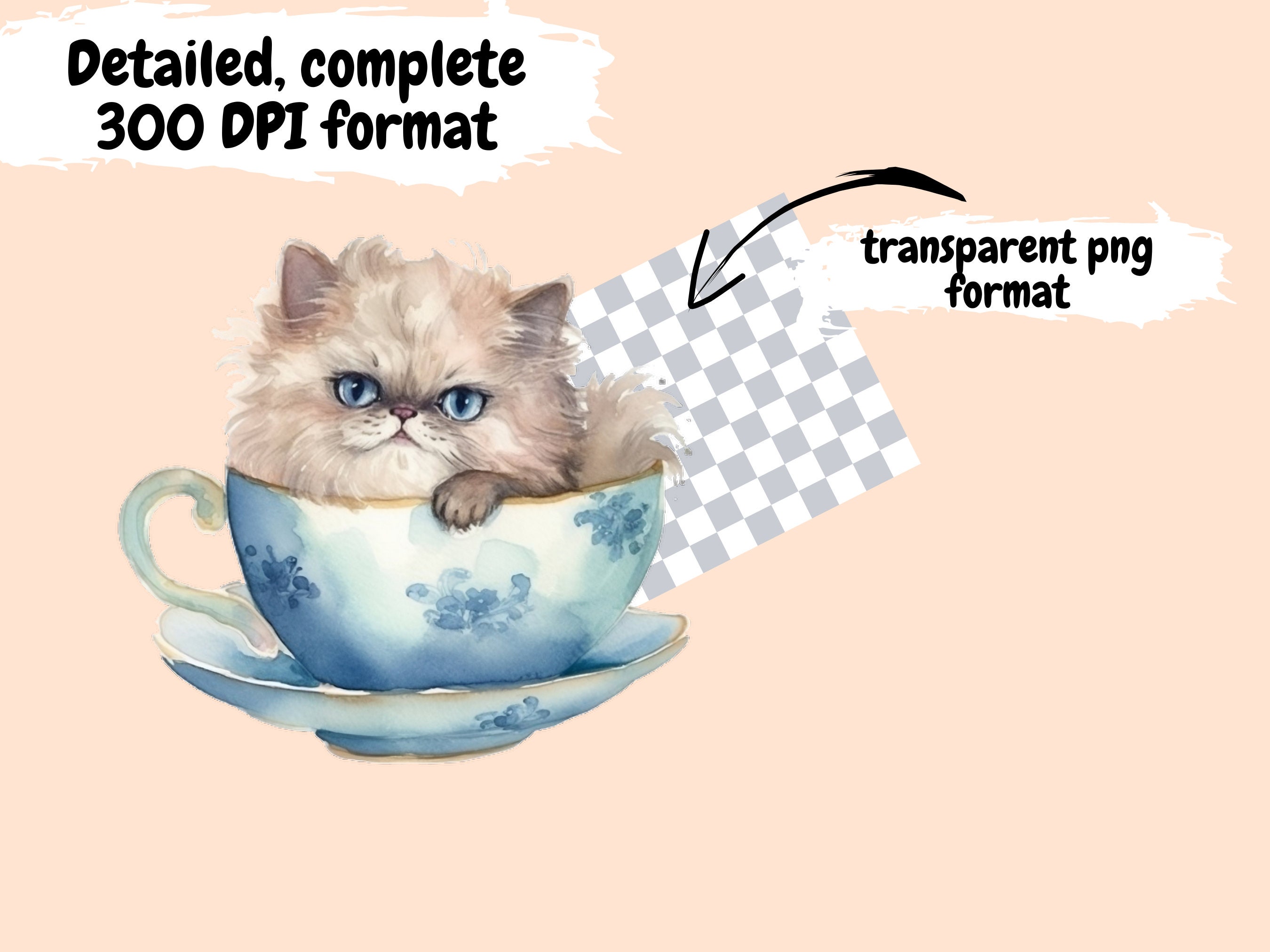 Watercolor Persian Cat Clipart 27 Cute Kittens Pastel - Etsy