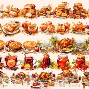 Autumn Food Watercolor Clipart Bundle: 202 PNG Images (digital Download ...