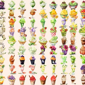 Snow Cones Watercolor Clipart Bundle - 530 PNG Chilled Snow Cone Images ...