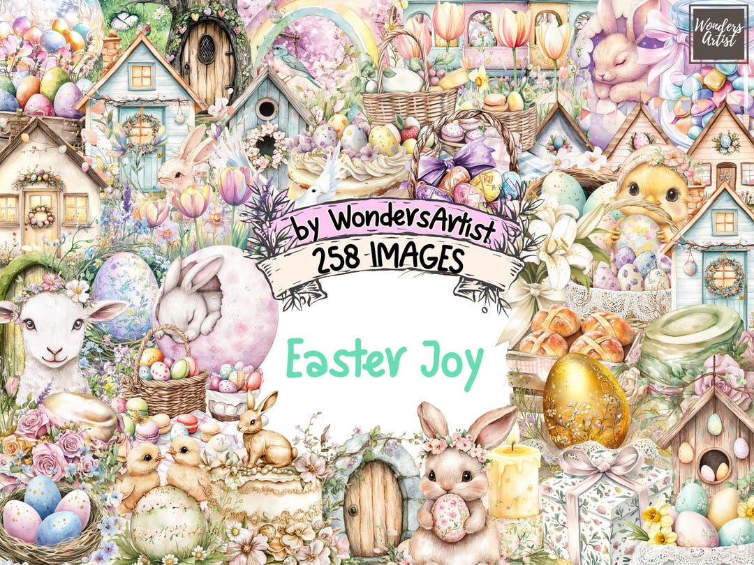 Easter Watercolor Clipart: Bunny, Eggs, Flowers (digital Download) - Etsy