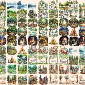 Watercolor Camping Clipart Bundle: 848 Outdoor Adventure PNG Images ...