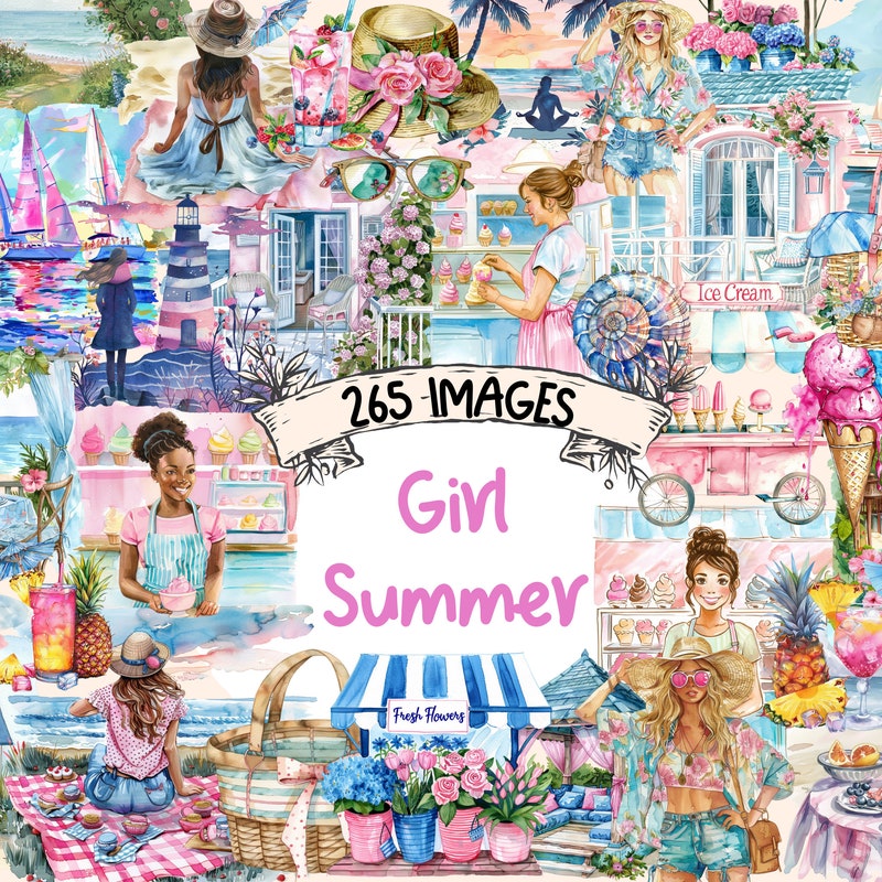 Beach Girls Clipart - Etsy