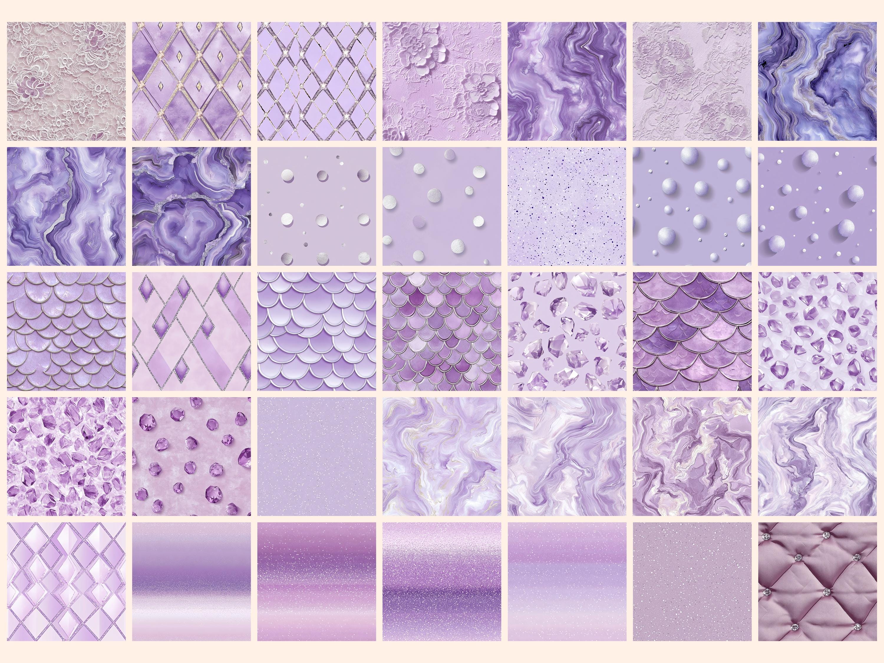 Lilac Digital Paper: Seamless Purple Textures, Scrapbook Paper (instant ...