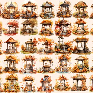 Autumn Wells Watercolor Clipart Bundle - 120 PNG Fall Well Images ...