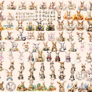 Watercolor Bunnies Clipart Bundle – 894 PNG Images, Commercial Use ...
