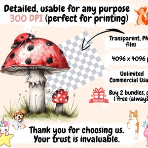 Ladybugs Watercolor Clipart Bundle - 323 PNG Adorable Ladybug Images ...