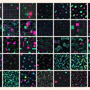 Retro Arcade Seamless Digital Paper: Neon Gaming Textures (commercial ...