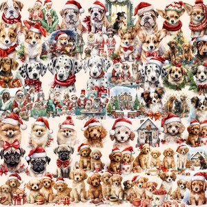 Christmas Dogs Watercolor Clipart Bundle 513 PNG Festive Dog Images ...