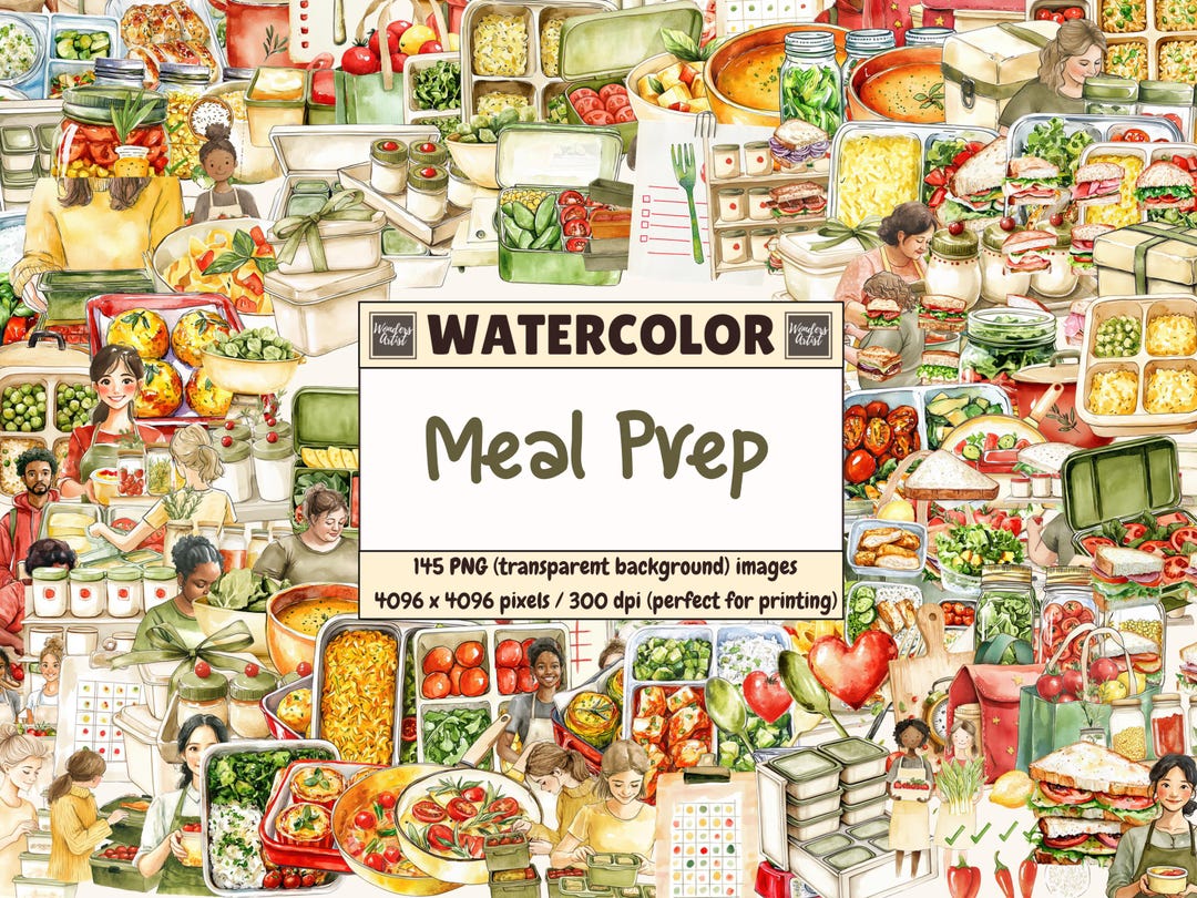 Meal Prep Watercolor Clipart - 145 PNG Graphics - Etsy