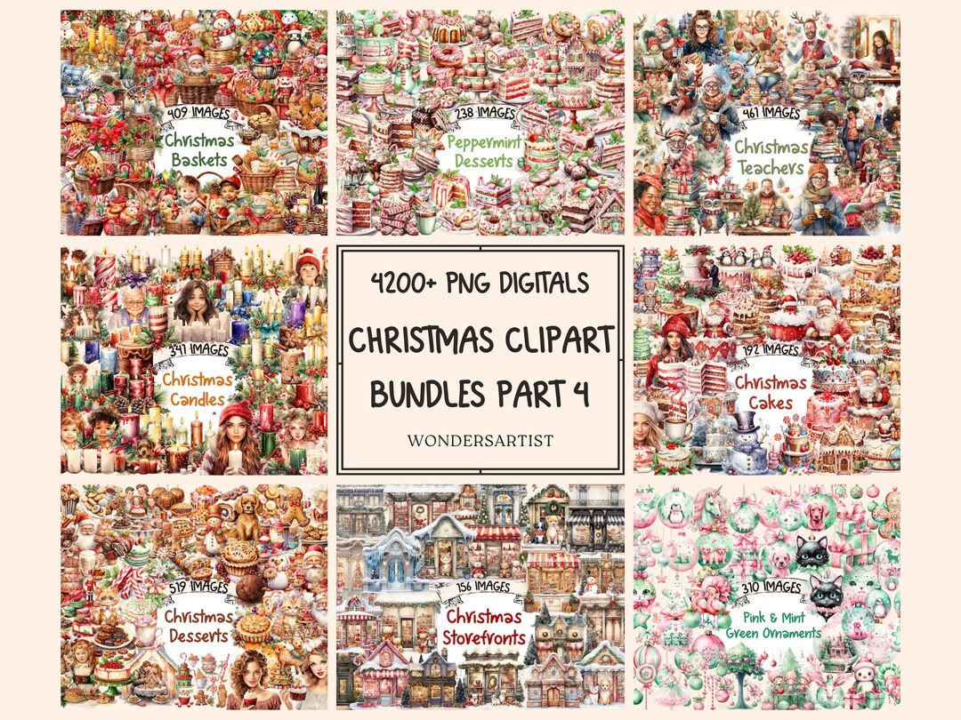 Christmas Clipart Bundle: 4200+ Festive PNG Graphics (digital Download ...