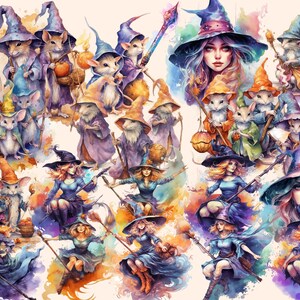 Witches Watercolor Clipart Bundle - 169 PNG Fairytale Witch Images ...
