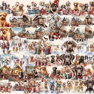 Christmas Dogs Watercolor Clipart Bundle 513 PNG Festive Dog Images ...