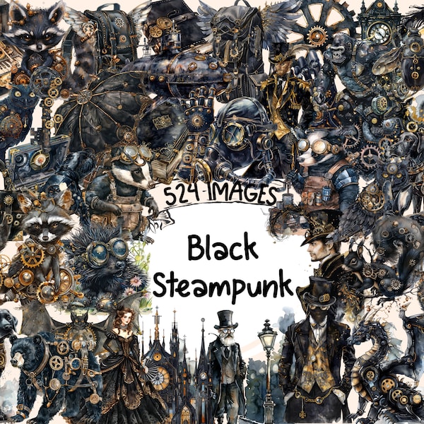 Steampunk Clipart Black - Etsy