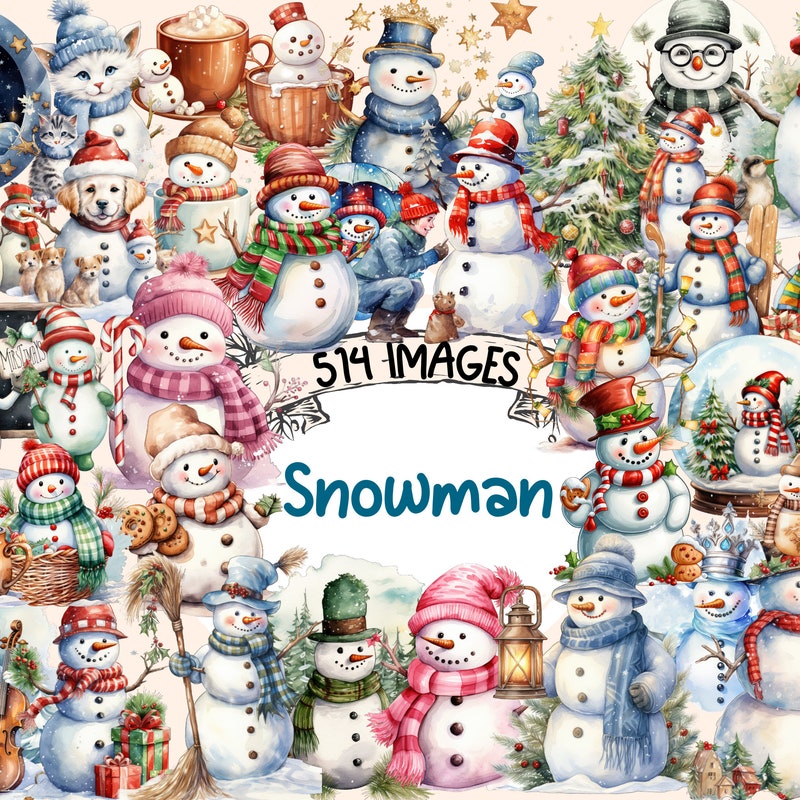 Snowmen Clipart - Etsy