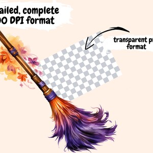 Broomsticks Watercolor Clipart Bundle - 60 PNG Fairytale Images ...