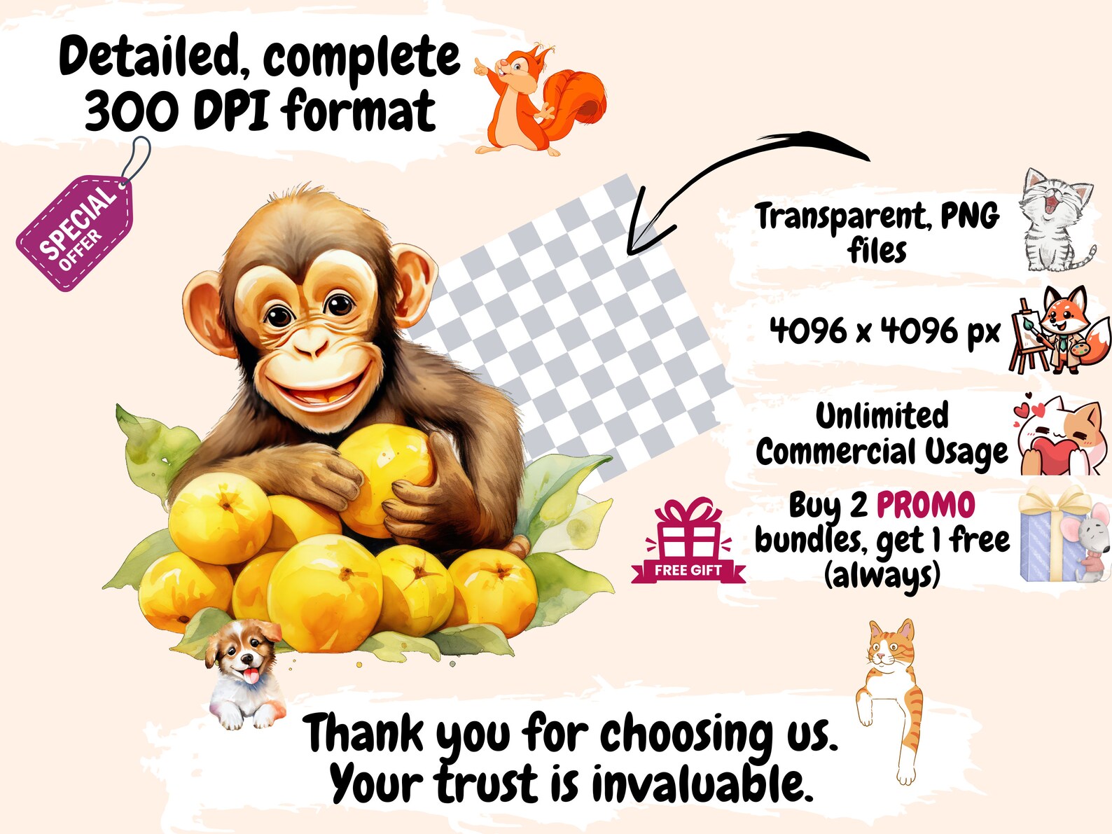 Animals Mega Clipart Bundle (P5) - 3500+ PNG Cute Animal Images ...
